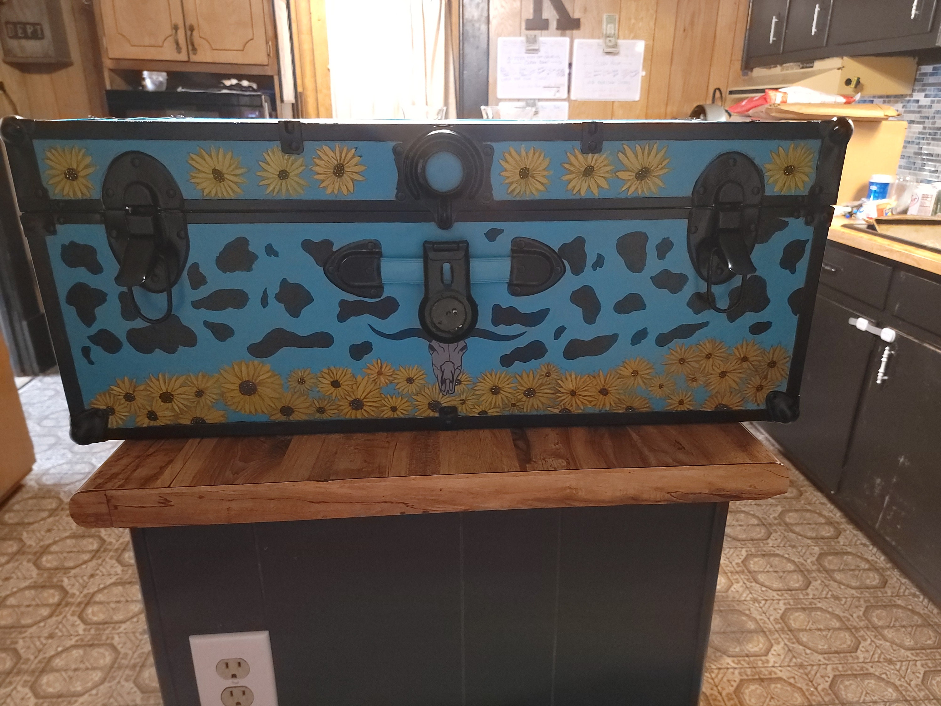 Hand Painted Western Trunk With Key - Etsy