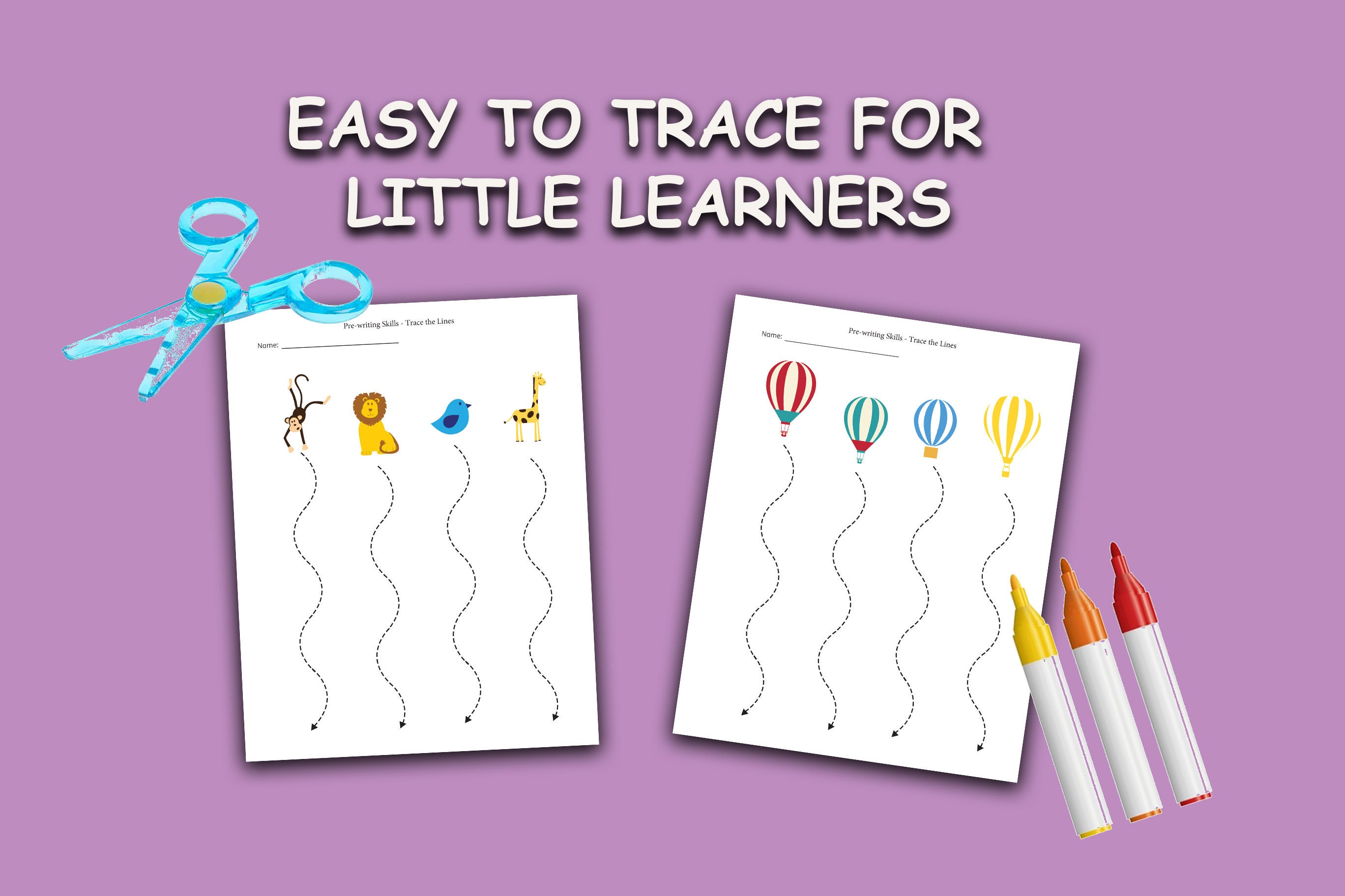 Printable Line Tracing Worksheets. Trace With Dinosaur Bugs - Etsy