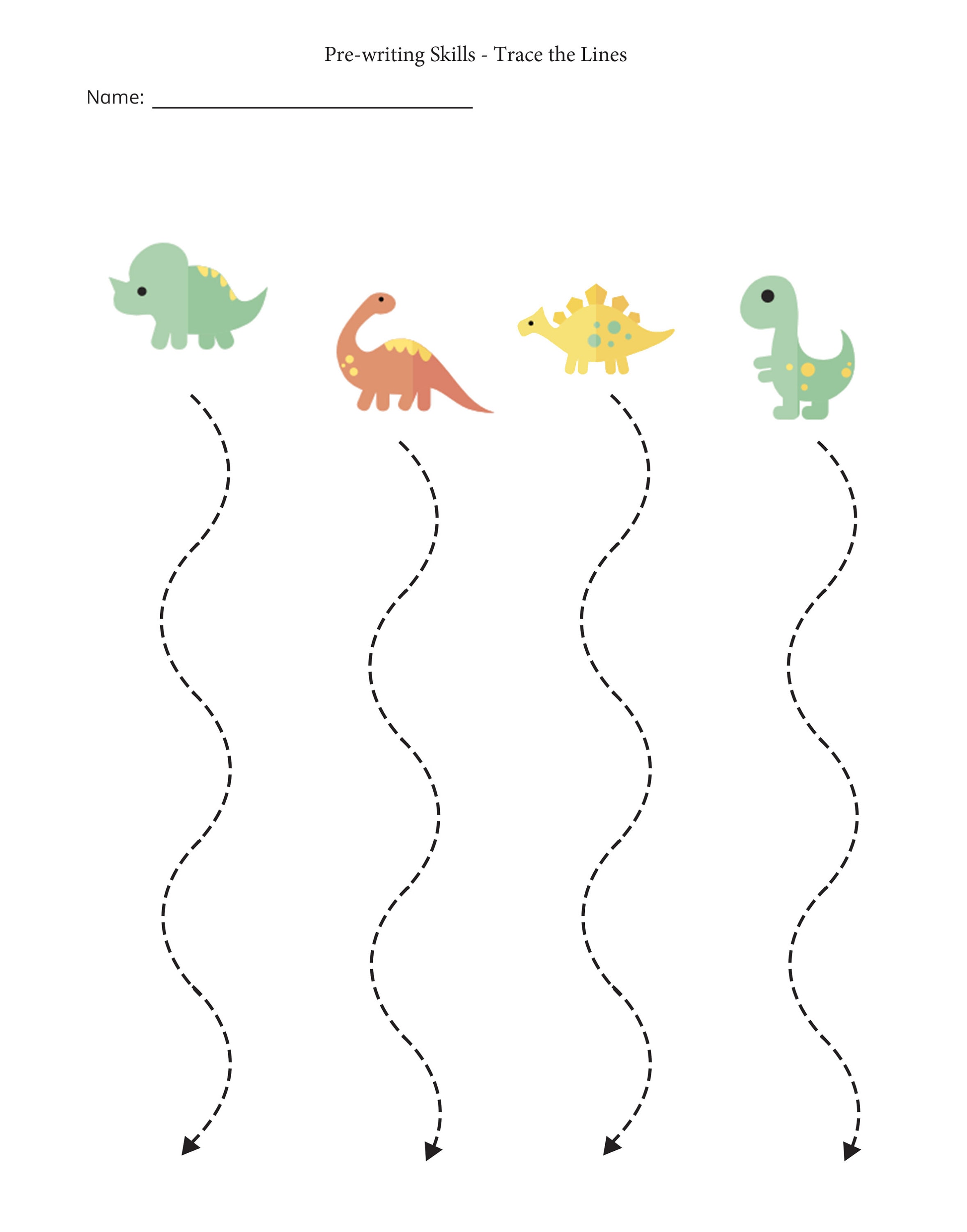 Printable Line Tracing Worksheets. Trace With Dinosaur Bugs - Etsy
