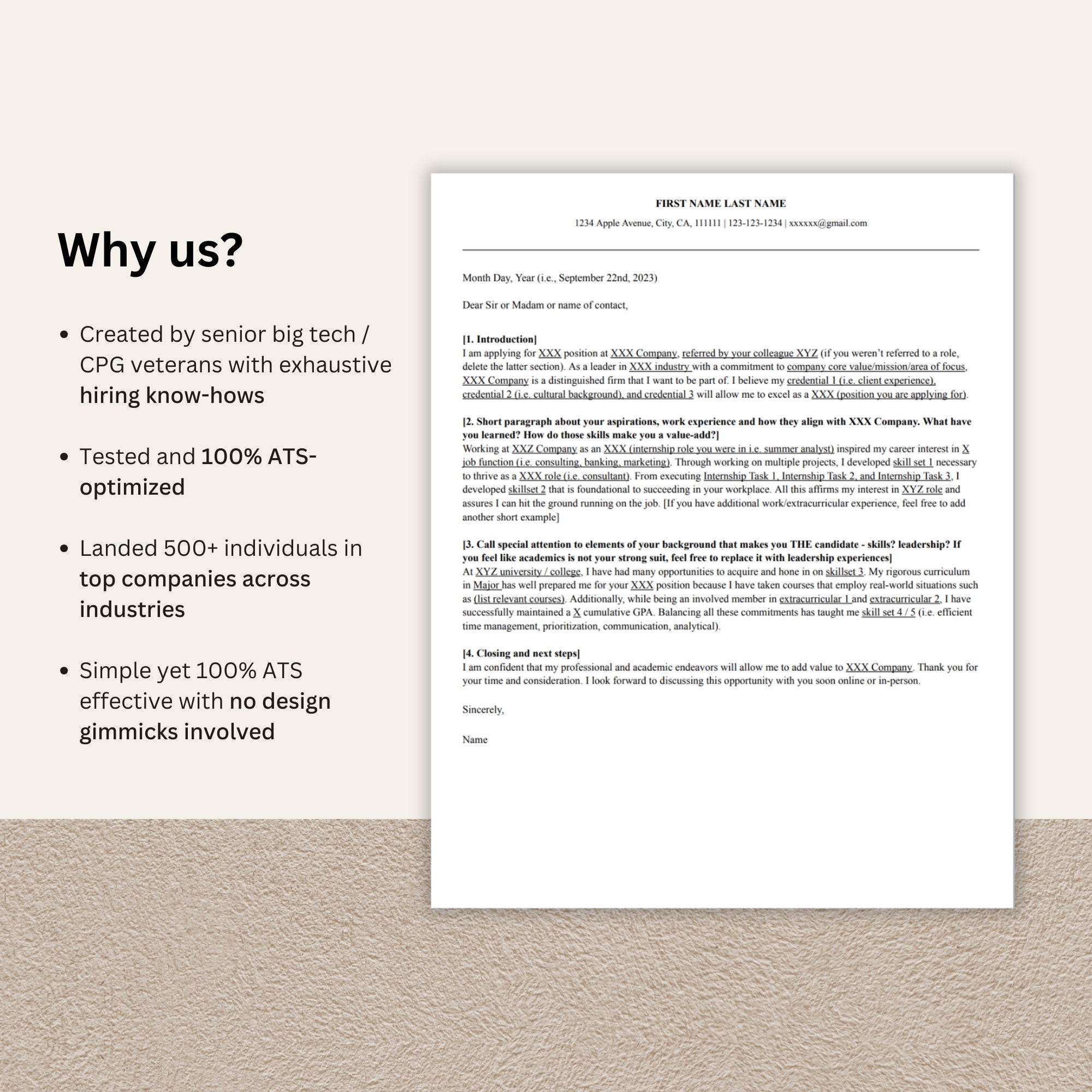 ATS College Cover Letter Internship Cover Letter, Google Docs Cover ...