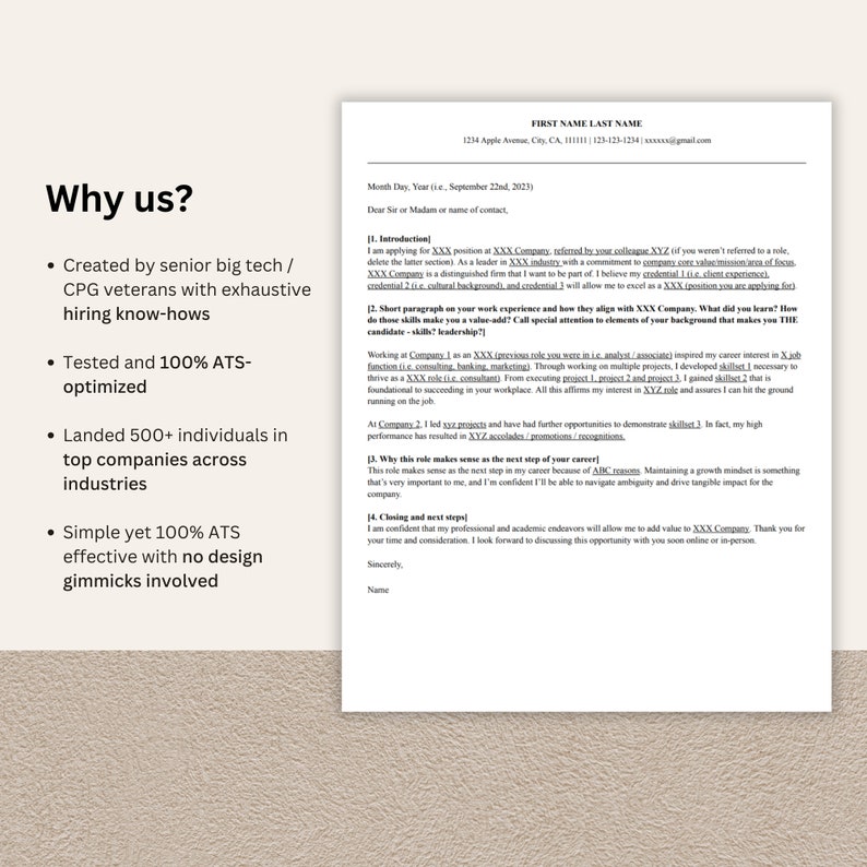 Ats-optimized Cover Letter Template & Guide | Professional Cover Letter ...
