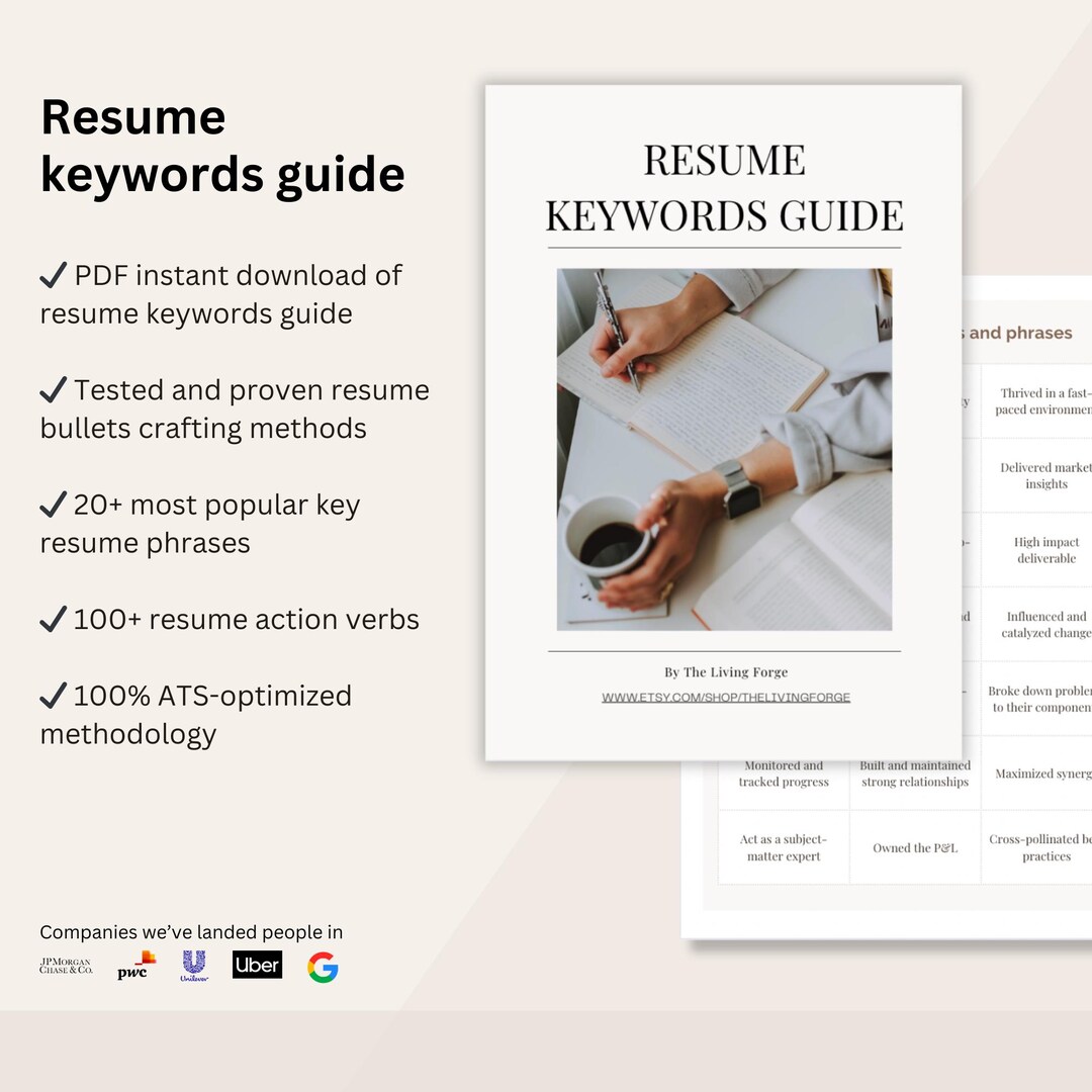 ATS Resume Keywords & Action Verbs Guide | 100+ Action Verbs | 12-page ...