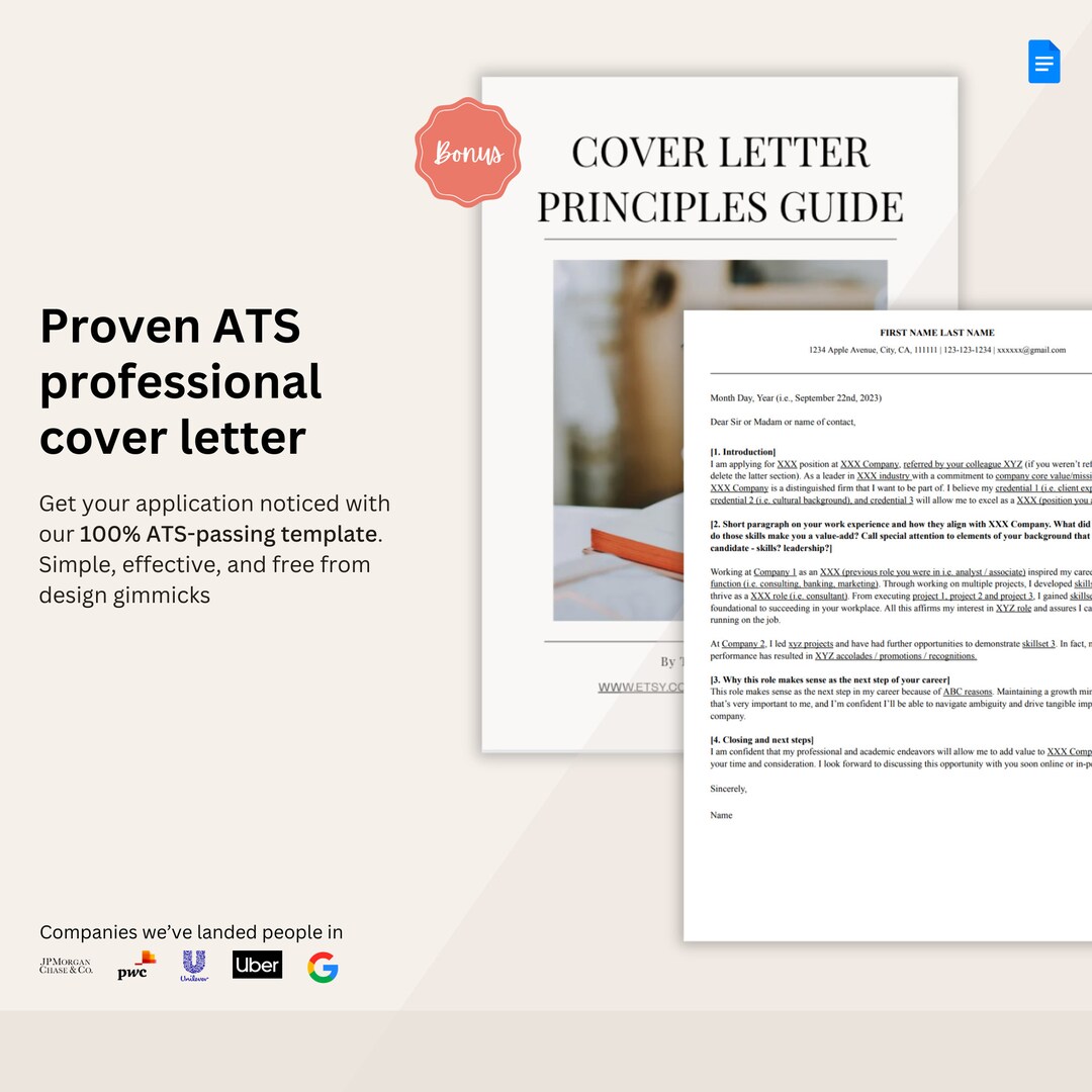 ATS Friendly Professional Cover Letter Executive Cover Letter, Google ...