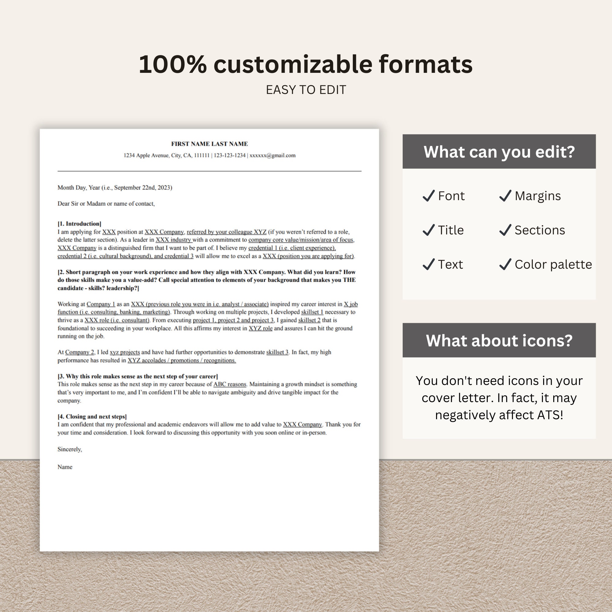 Ats-optimized Cover Letter Template & Guide | Professional Cover Letter ...