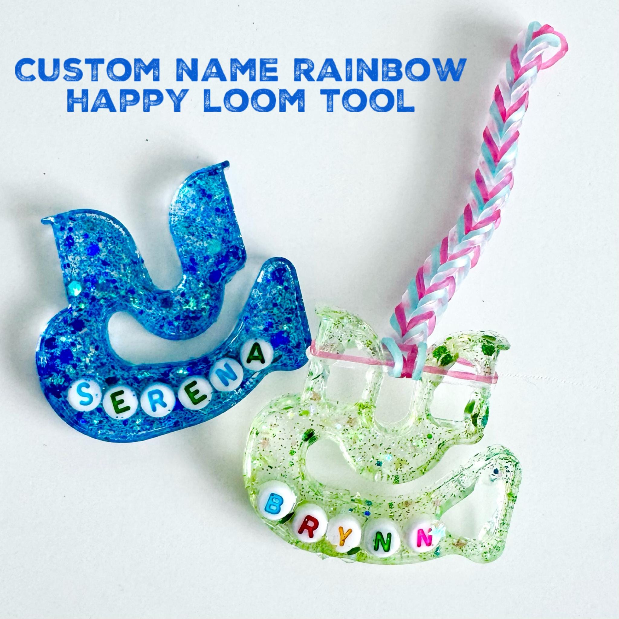 CUSTOM NAME Rainbow Loom Happy Tool Resin Personalize Friendship ...