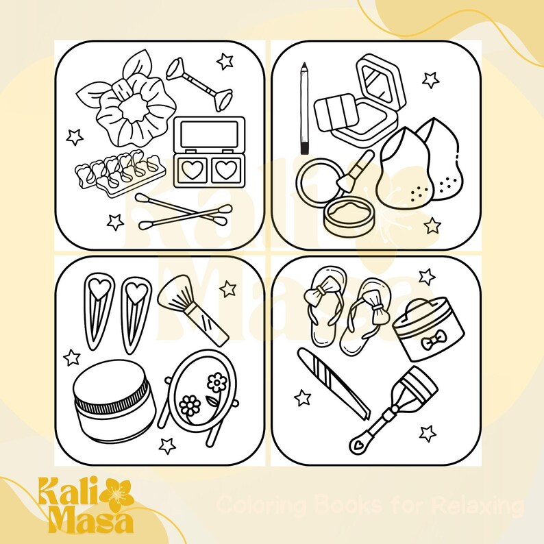 12 Cosmetics Coloring Pages | Relaxing Cosmetic Coloring Book for Kids ...