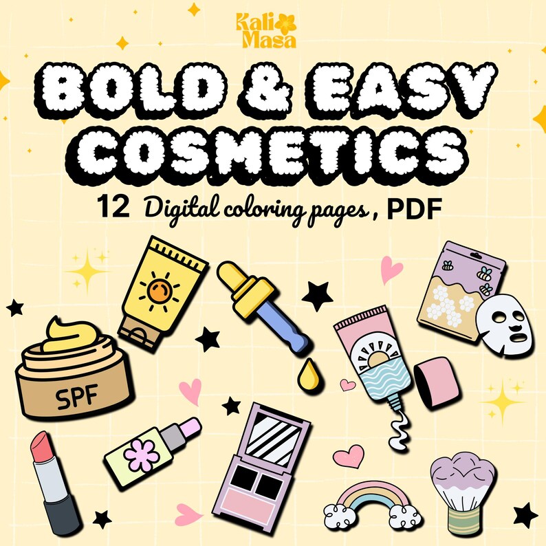 12 Cosmetics Coloring Pages | Relaxing Cosmetic Coloring Book for Kids ...