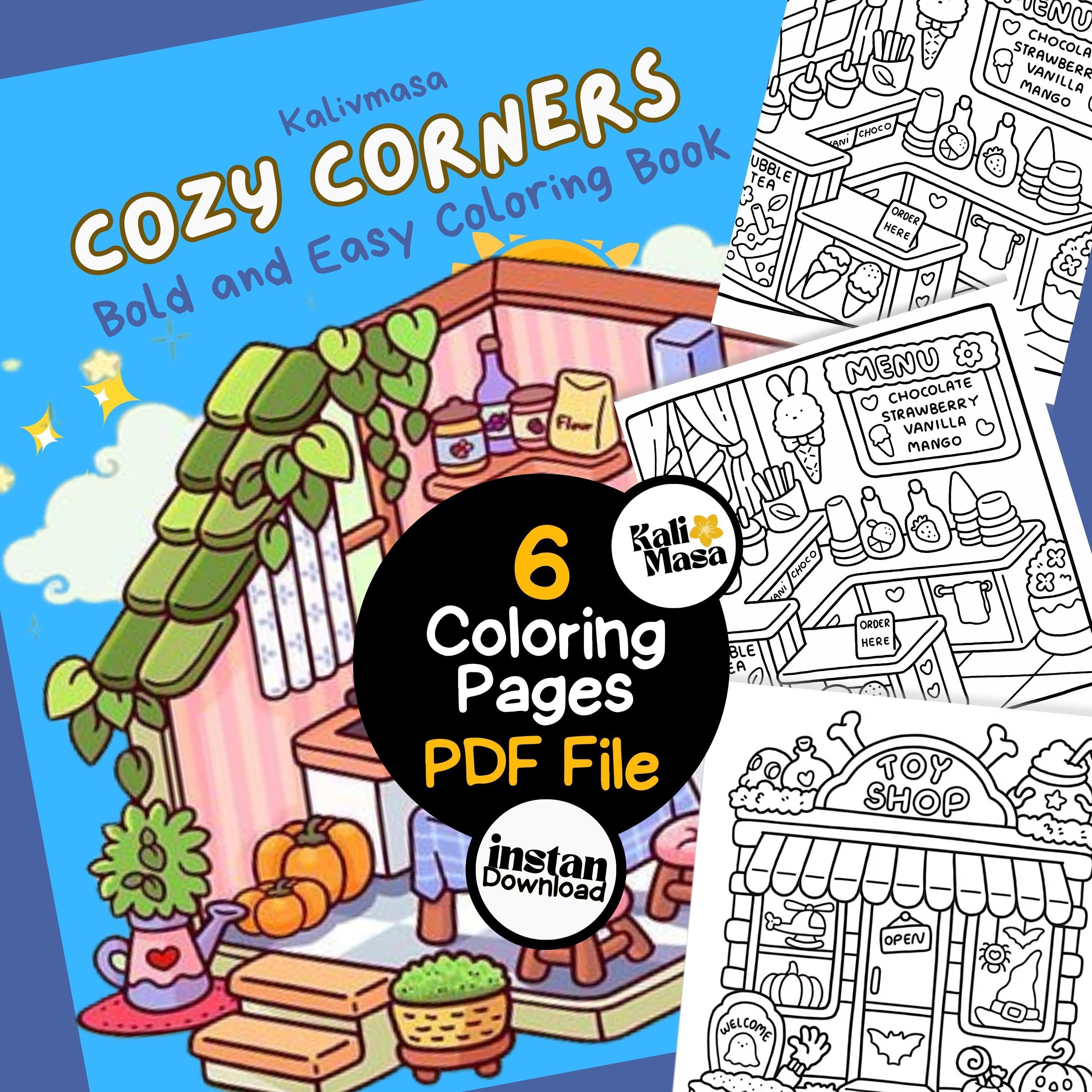 Cozy Corners: Cute Hygge-inspired Designs for Relaxation Coloring Book ...