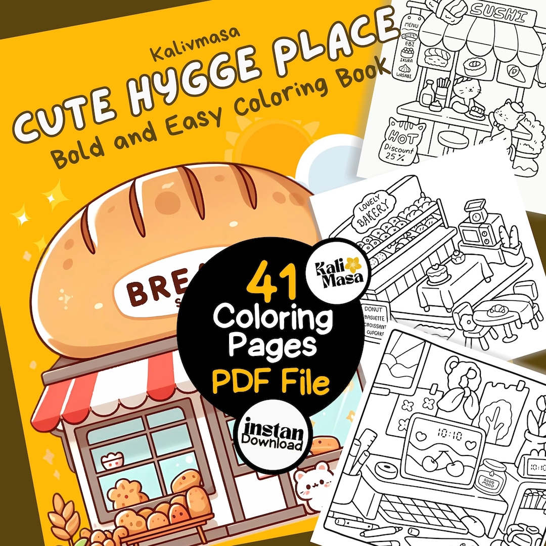 41 Cute Hygge Place Coloring Pages Relaxing Coloring Book for Kids ...