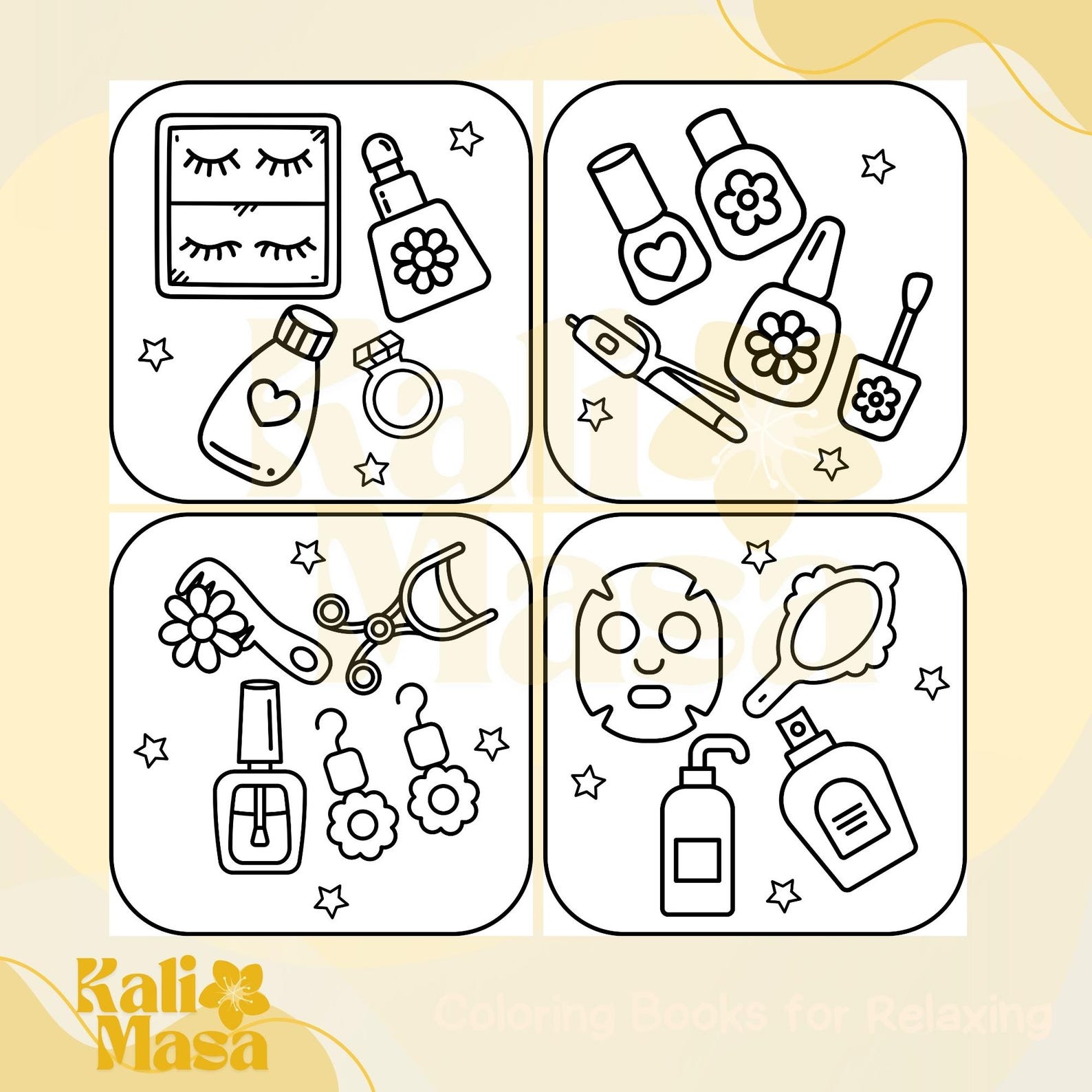 12 Cosmetics Coloring Pages | Relaxing Cosmetic Coloring Book for Kids ...
