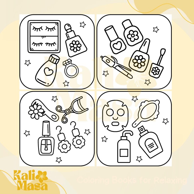 12 Cosmetics Coloring Pages | Relaxing Cosmetic Coloring Book for Kids ...