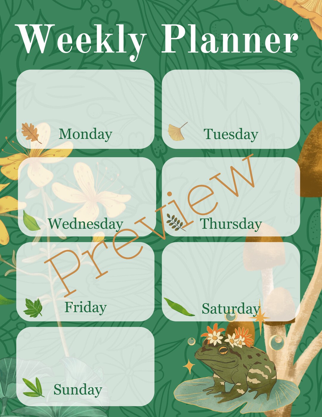 Cottagecore Weekly Planner - Etsy