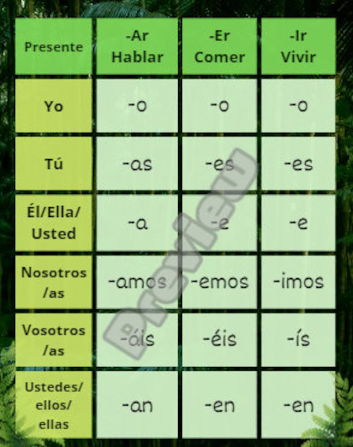 Spanish Conjugation Charts, Classroom Aid, Study Tool, Practice - Etsy