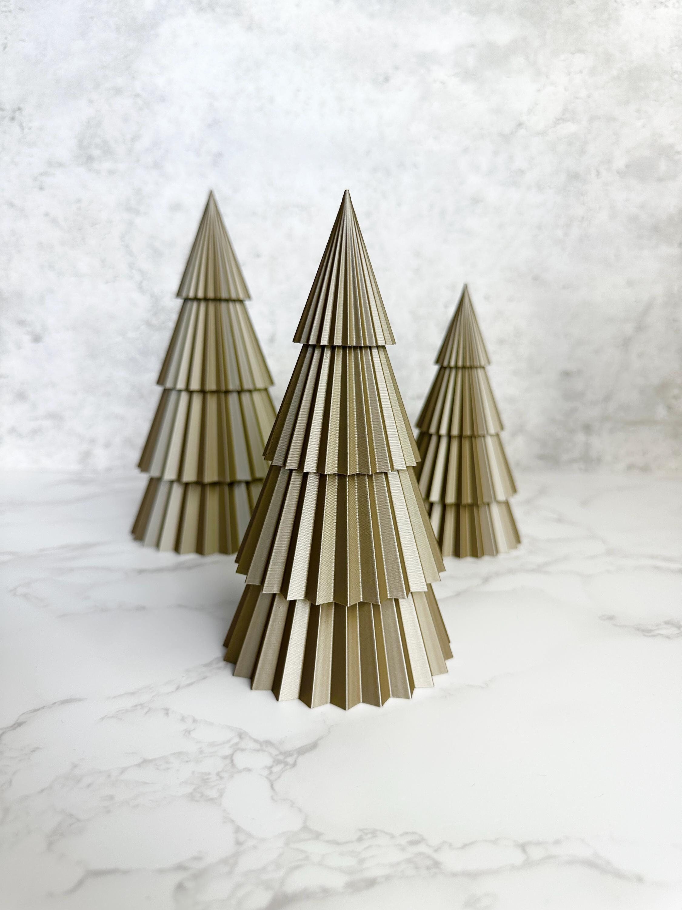Gold 3D Printed Christmas Tree Set: Stackable Tabletop Decor - Etsy