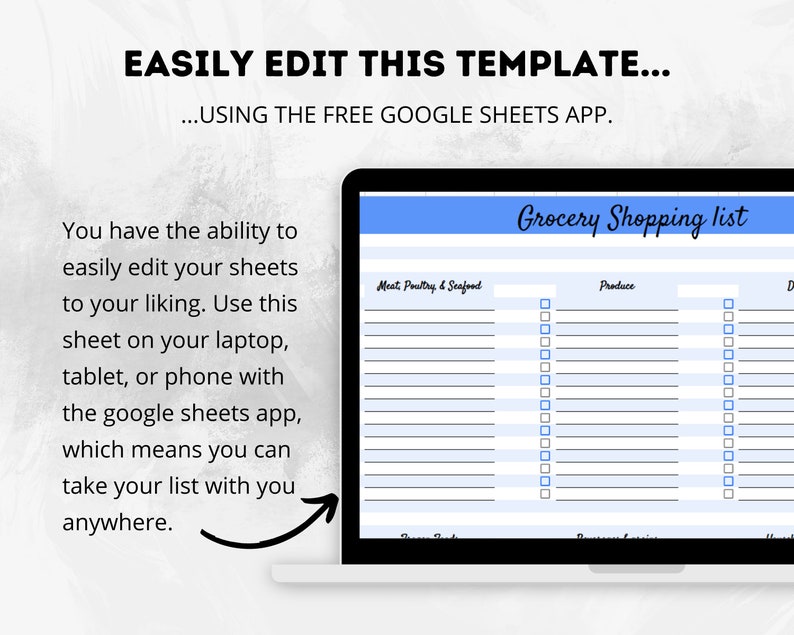 Digital Grocery Shopping List Blue: Google Sheets Digital Grocery List ...