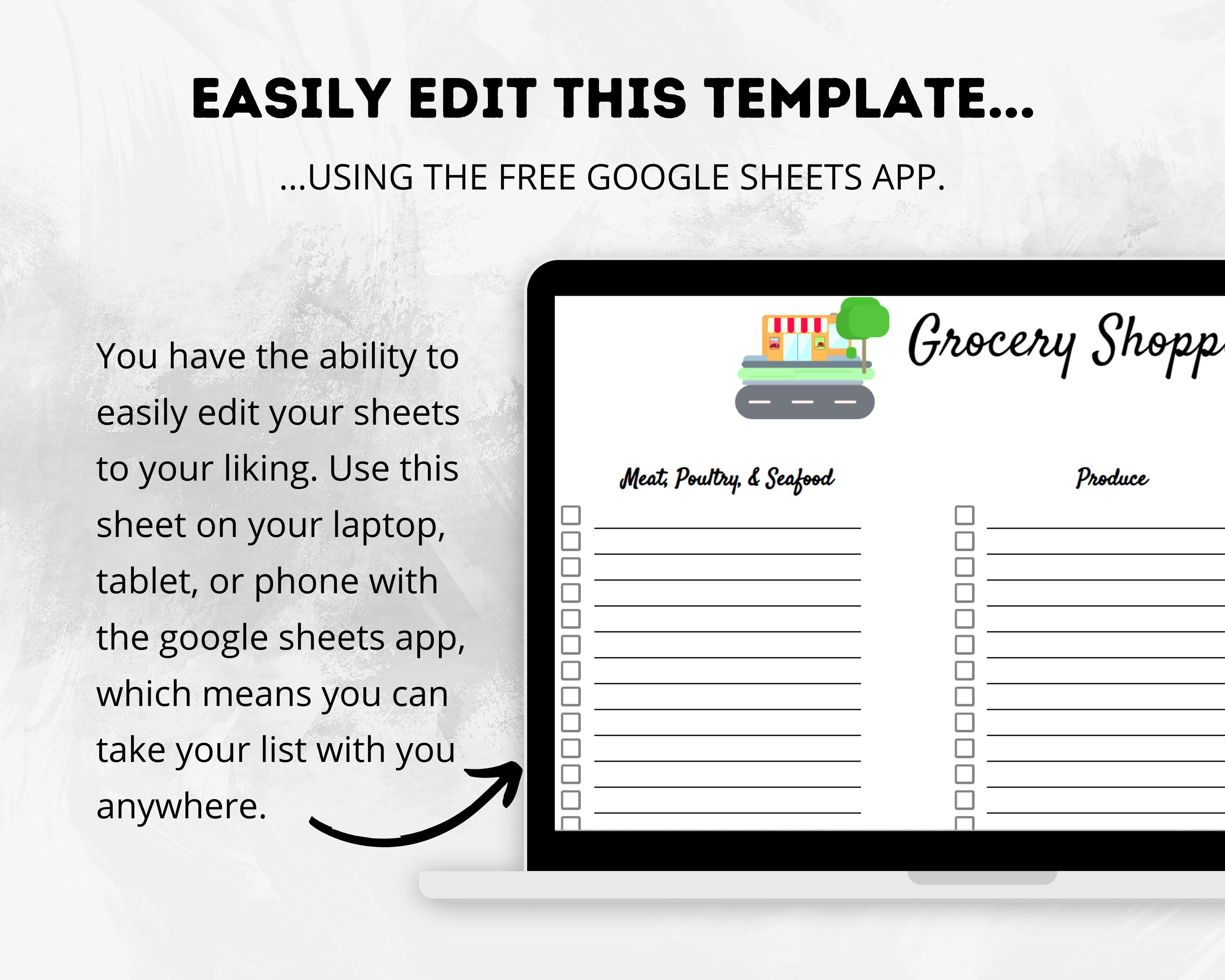Digital Grocery Shopping List: Google Sheets Digital Grocery List ...
