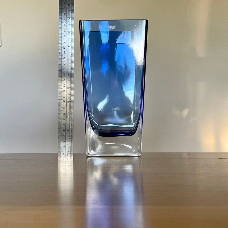 Vintage Krosno Cobalt Blue Rectangular Art Glass Vase - Etsy