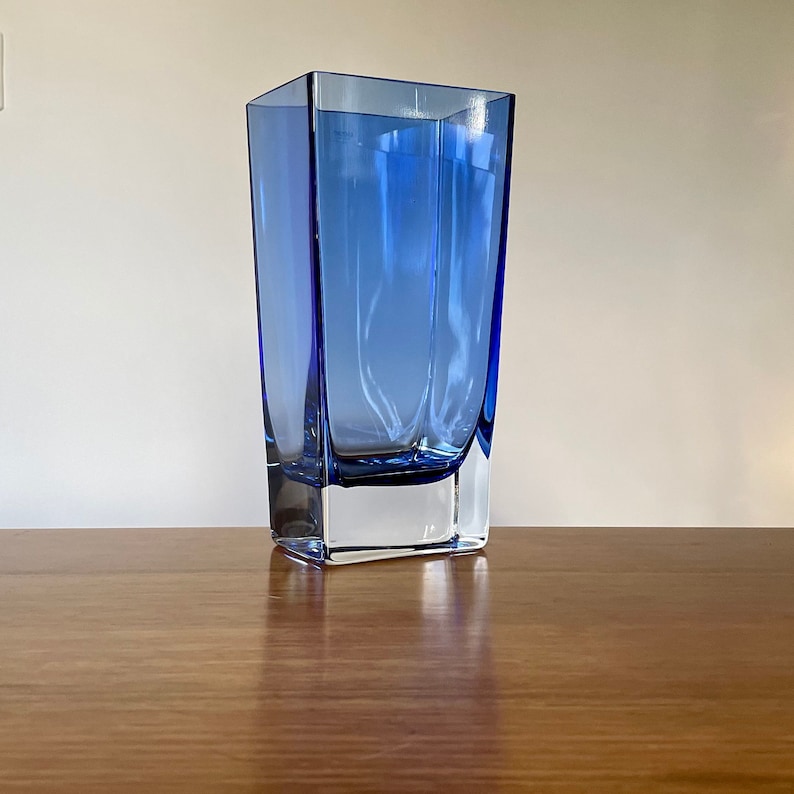 Vintage Krosno Cobalt Blue Rectangular Art Glass Vase - Etsy