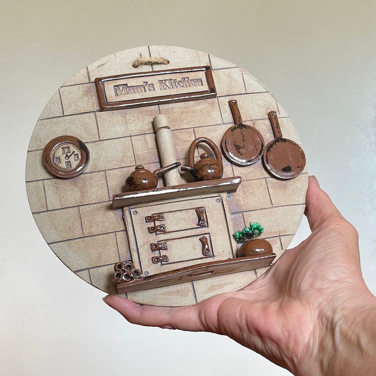 Vintage Handmade Pottery Diorama Wall Plaque mum's - Etsy