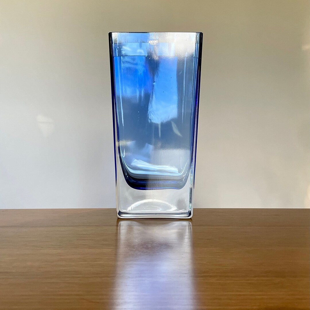 Vintage Krosno Cobalt Blue Rectangular Art Glass Vase - Etsy
