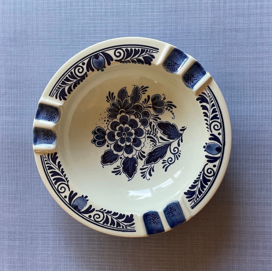 Vintage Blauw Delft Hand Painted Ashtray by Royal Distel Made in ...