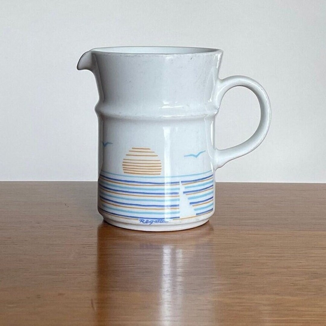 Vintage Figgjo Norway ‘regatta’ Milk Jug | Sailboats and Seagull at ...