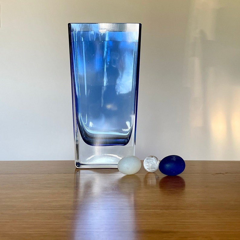 Vintage Krosno Cobalt Blue Rectangular Art Glass Vase - Etsy