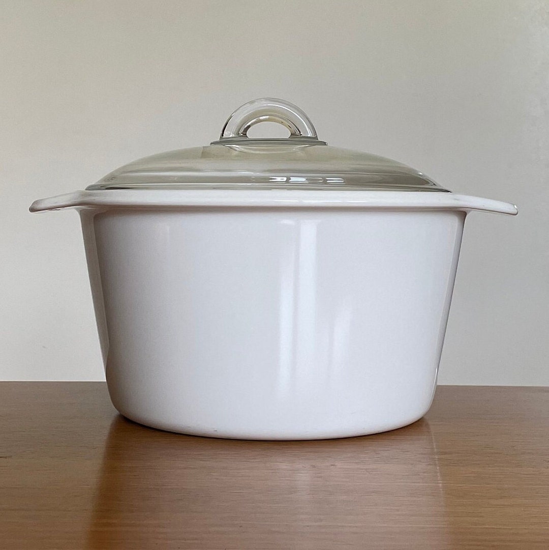 Vintage Arc Made in France 3 Litre White Casserole With Clear Pyrex Lid ...