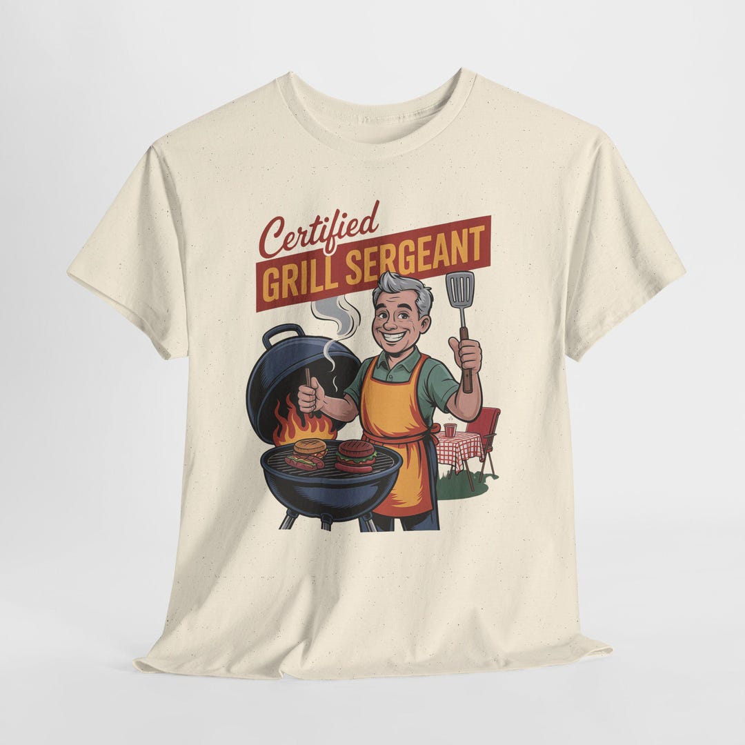 Certified Grill Sergeant Funny BBQ Dad Graphic T-shirt, Backyard ...