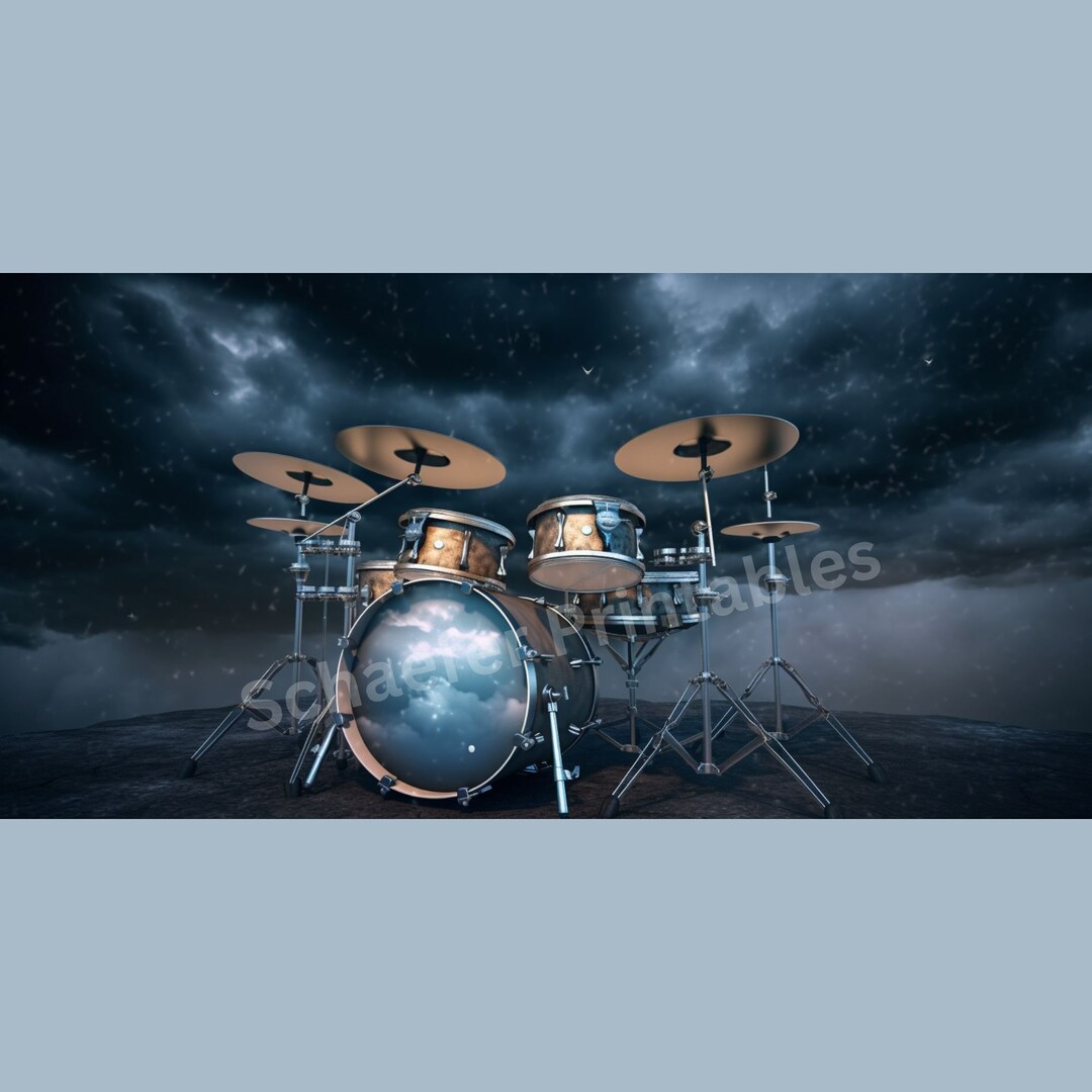Drum Set Oil Painting Poster Art Prints, Digital Oil Painting Art Print ...