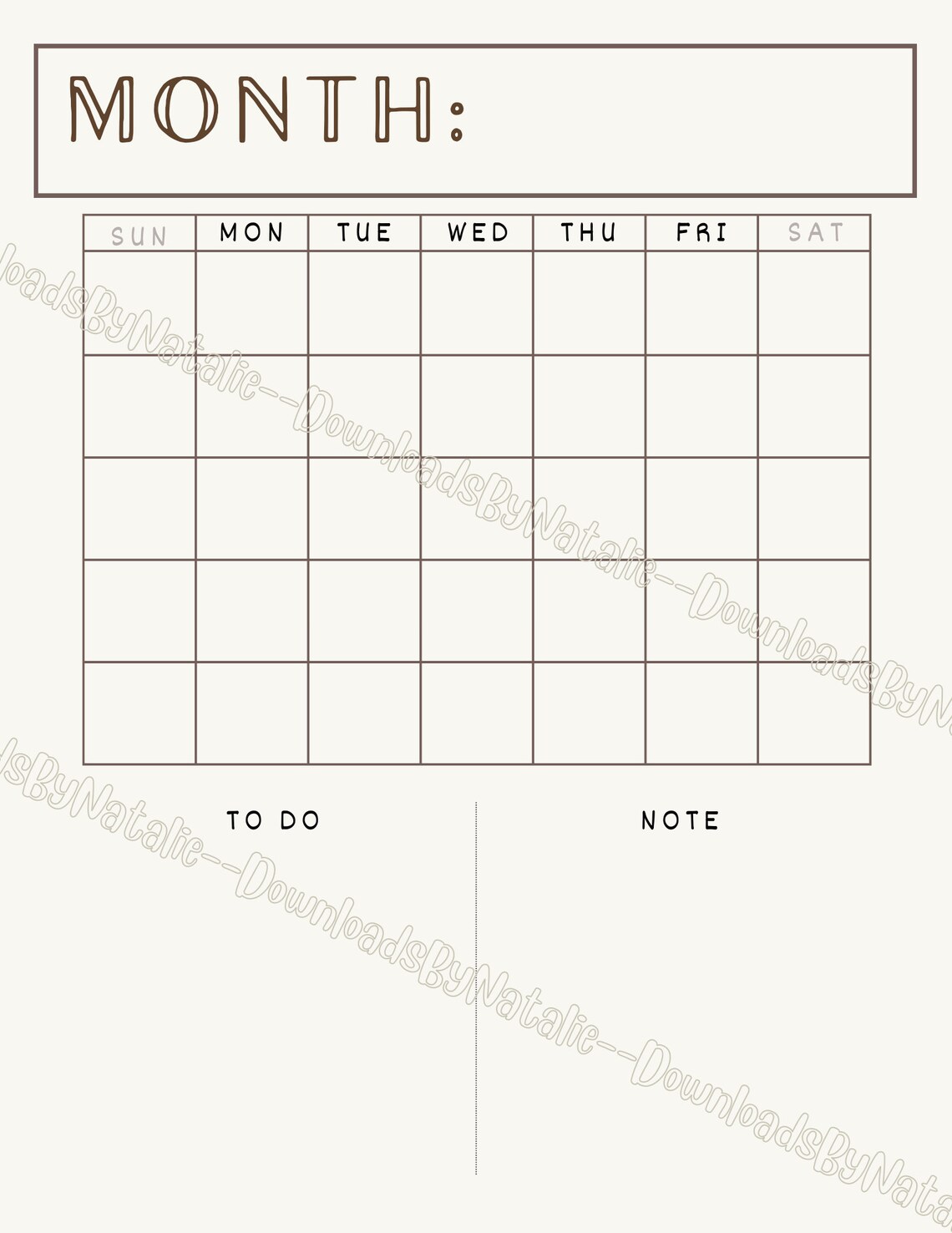 Monthly Fillable Calendar Digital Download - Etsy