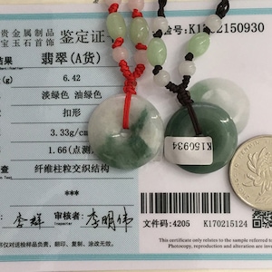 Genuine Certificate Jade Good Luck Protection Necklace, Green Jade ...