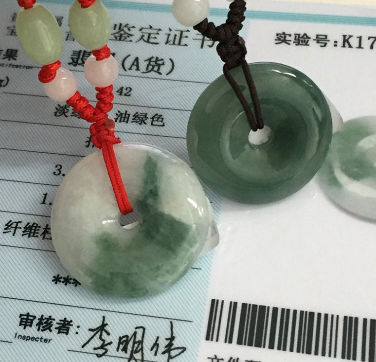 Genuine Certificate Jade Good Luck Protection Necklace, Green Jade ...