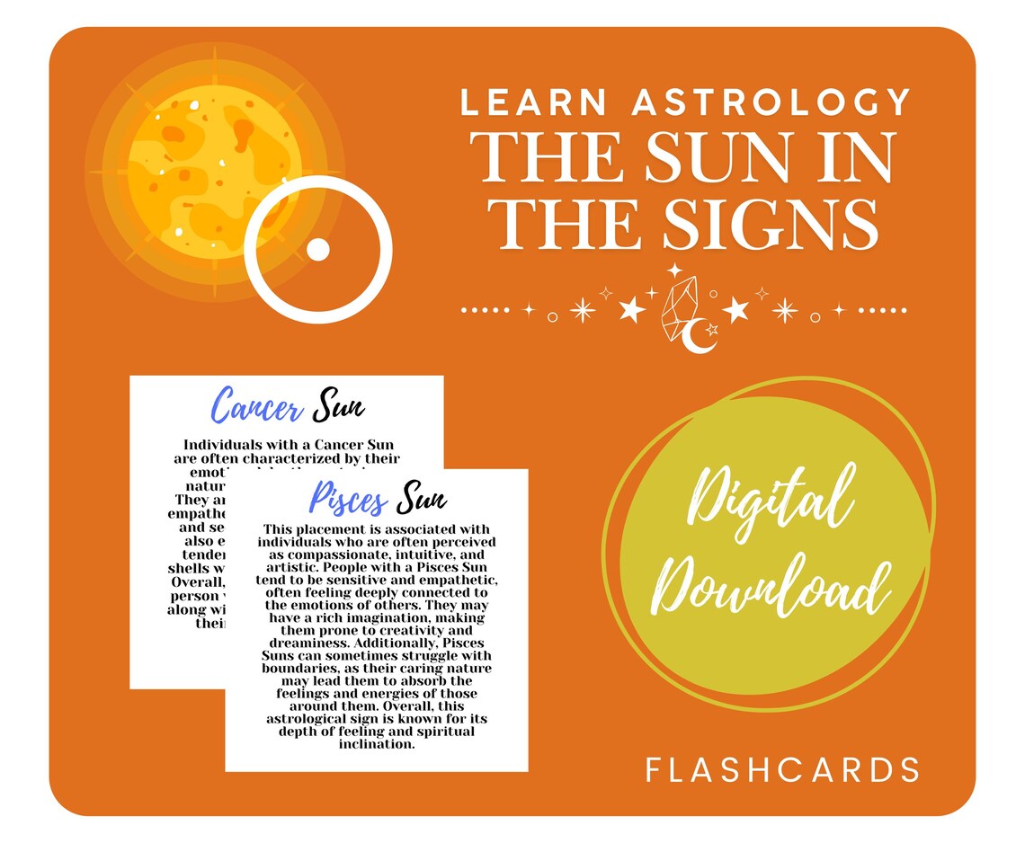 The Sun in the Signs - Astrology Flashcards Printable - Etsy