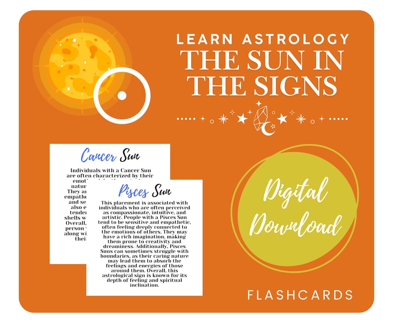 The Sun in the Signs - Astrology Flashcards Printable - Etsy