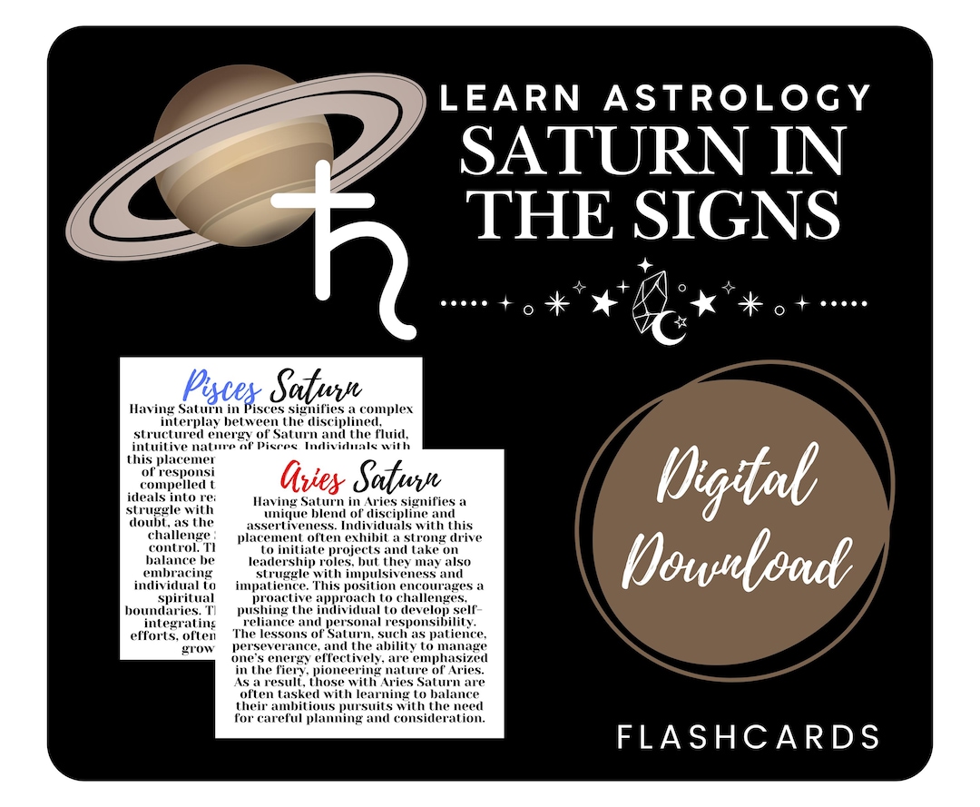 Saturn in the Signs - Astrology Flashcards Printable - Etsy
