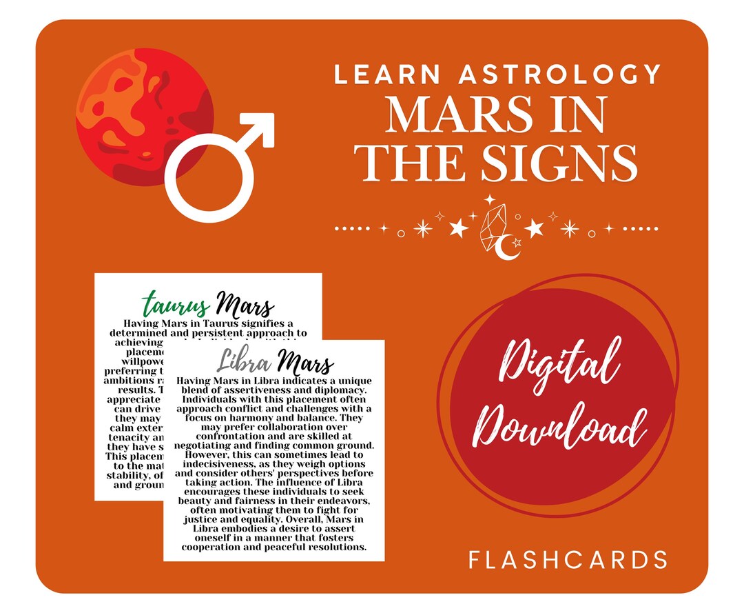 Mars in the Signs - Astrology Flashcards Printable - Etsy