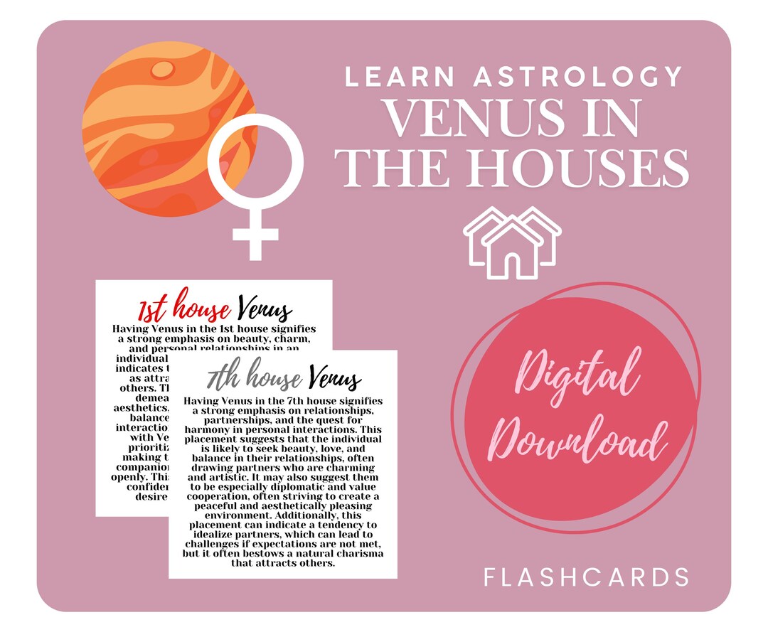 Venus in the Houses - Astrology Flashcards Printable - Etsy