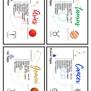 Zodiac Signs - Astrology Flashcards Printables - Etsy