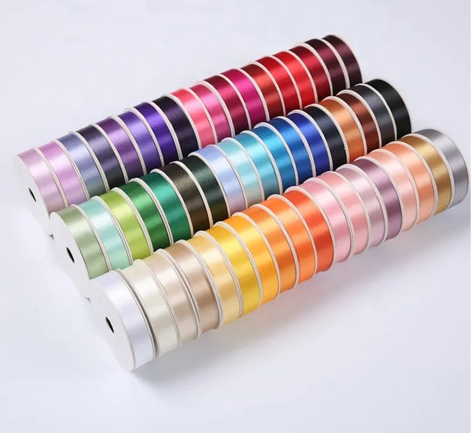 Multi Color Satin "5/8th Inch Single-faced Satin Ribbon" for Gift ...