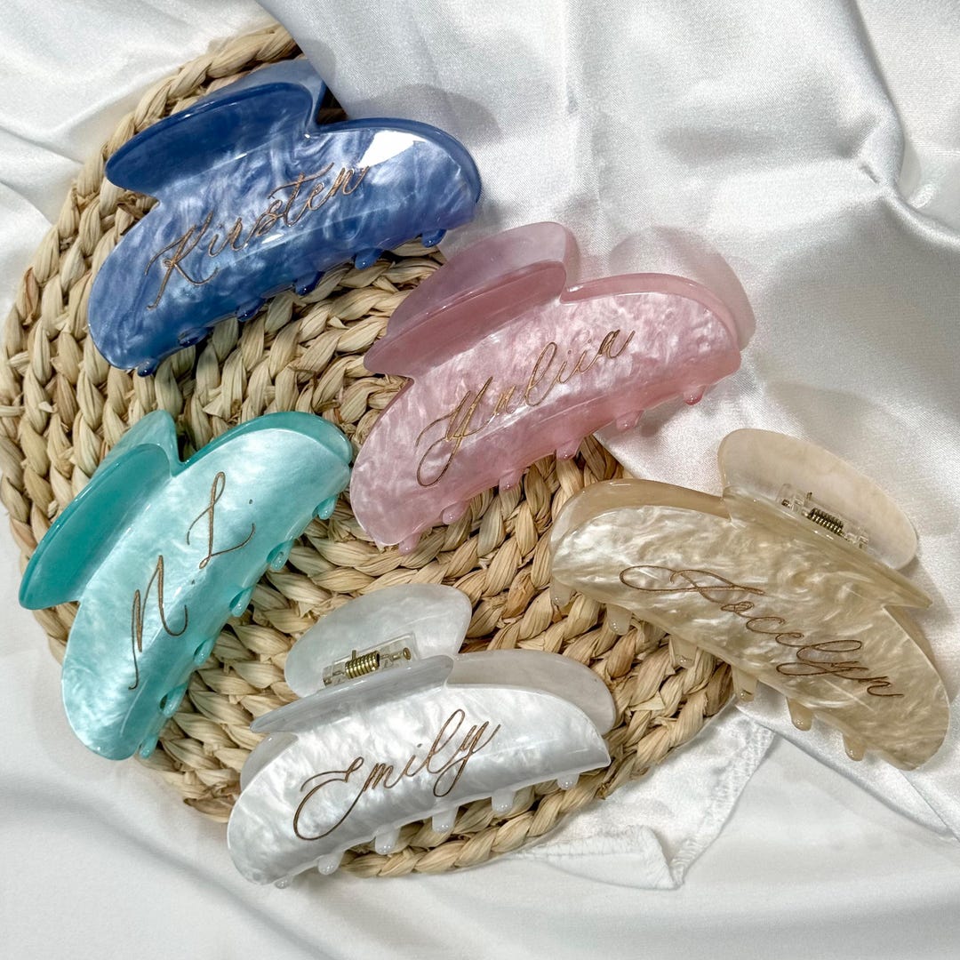 Custom Name Engraved Hair Claw Clip, Personalized Hair Clip, Engraved ...