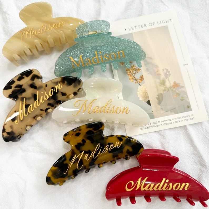 Personalized Engraved Hair Claw Clip, Custom Hair Clip, Engraved Hair ...