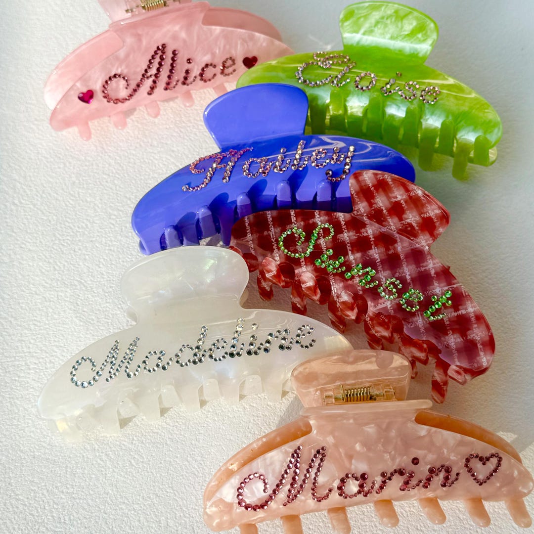 Personalized Hair Clips, Hair Clips With Name, Custom Rhinestones Hair ...