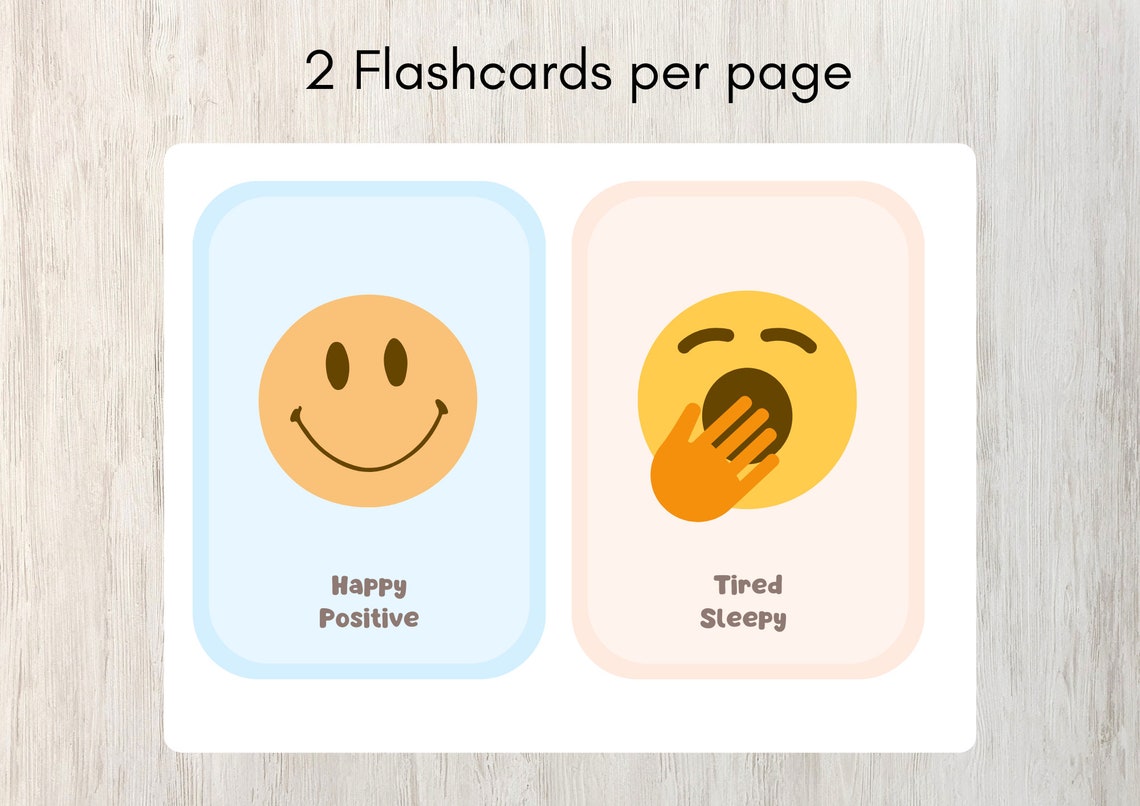 Emotion Smiley Faces Flashcards | 10 Cards - Etsy