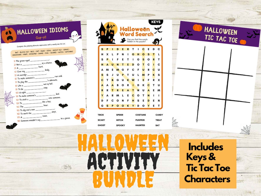 Halloween Activity Bundle, Word Search, Tic Tac Toe, Halloween Games ...