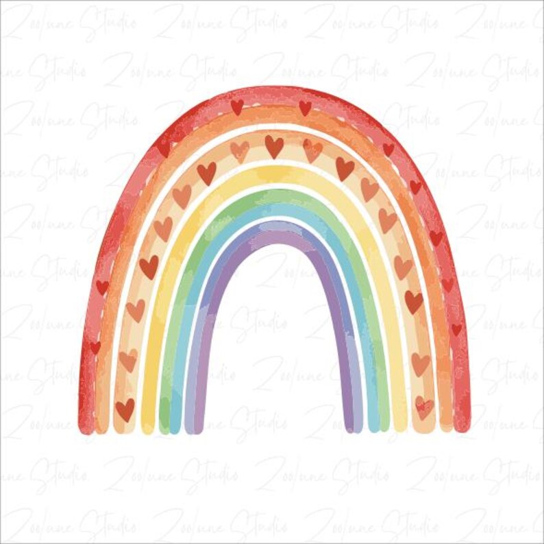 7 Pastel Rainbow Clipart,rainbow Hearts Clipart, Heart Watercolor ...