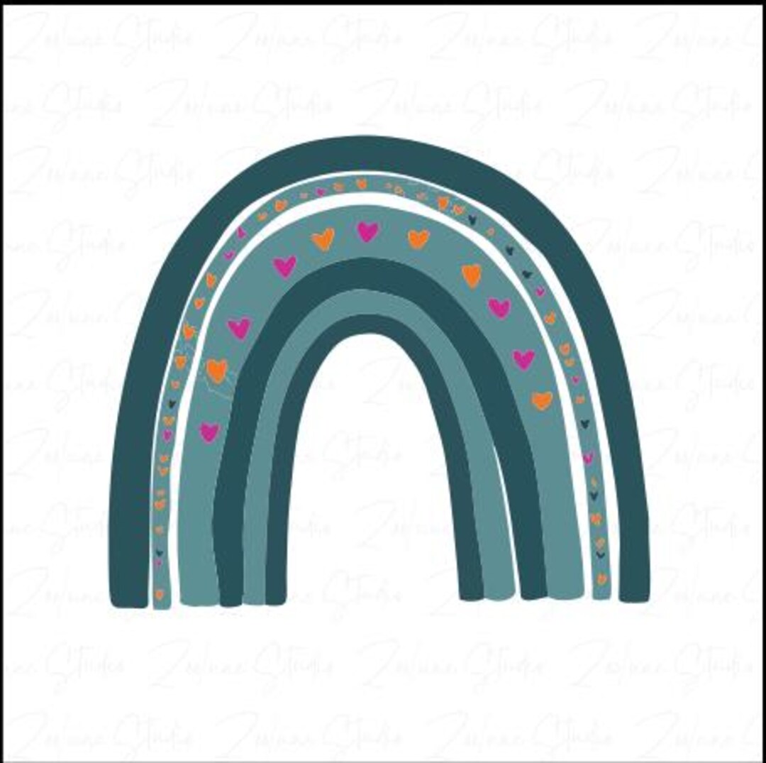 Pastel Rainbow Hearts Clipart, Watercolor Kawaii Illustration (PNG, SVG ...