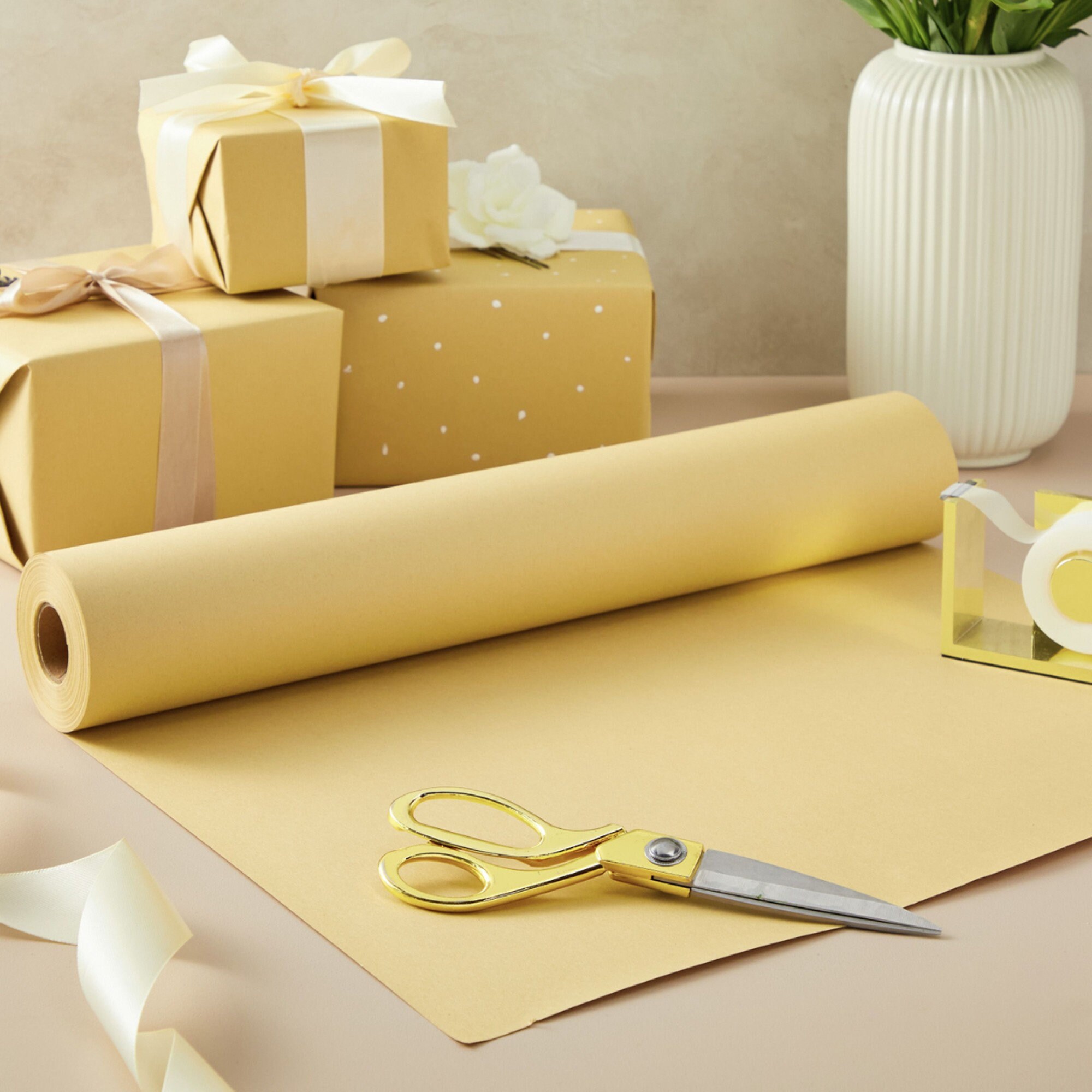 Vintage Brown Wrapping Paper, Kraft Gift Paper Roll, Natural Summer ...