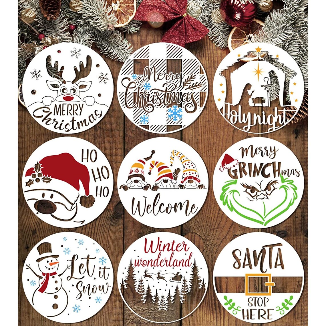 9 Pc's Christmas Rub on Transfers, Merry Christmas Rub on Transfers ...
