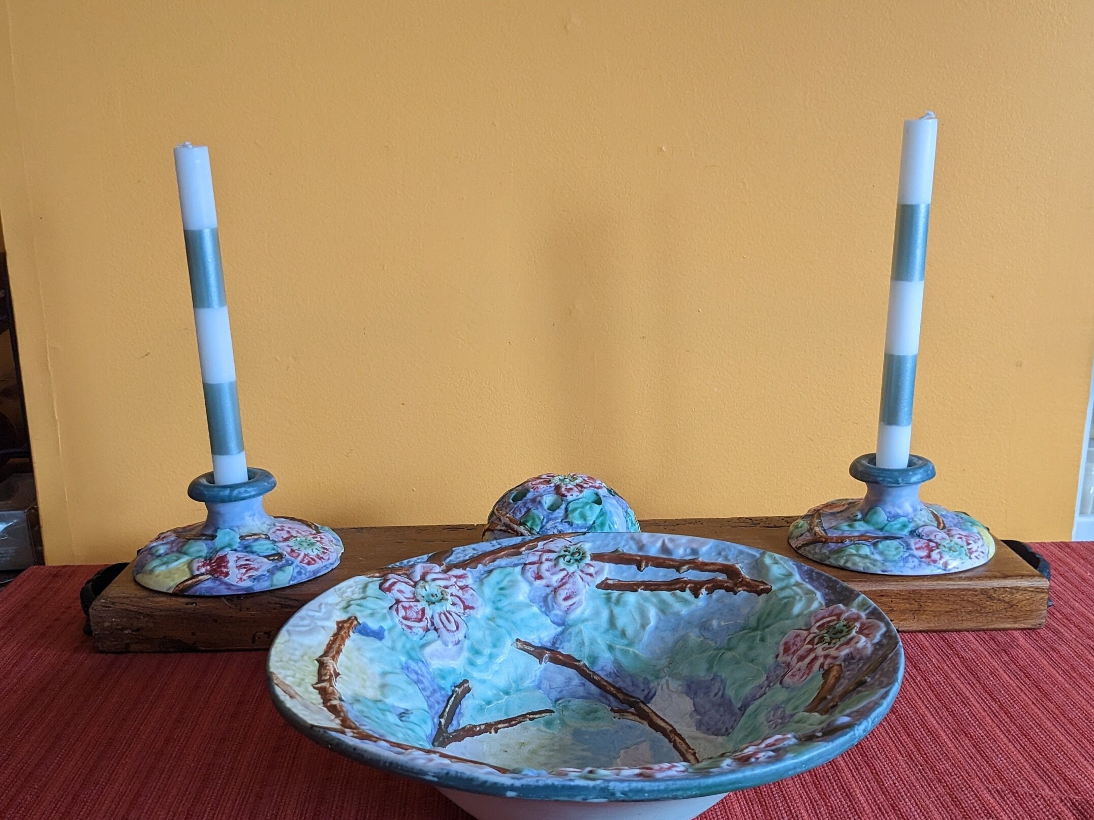 1920s Console Set Weller Ware Pottery Silvertone Floral - Etsy Norway